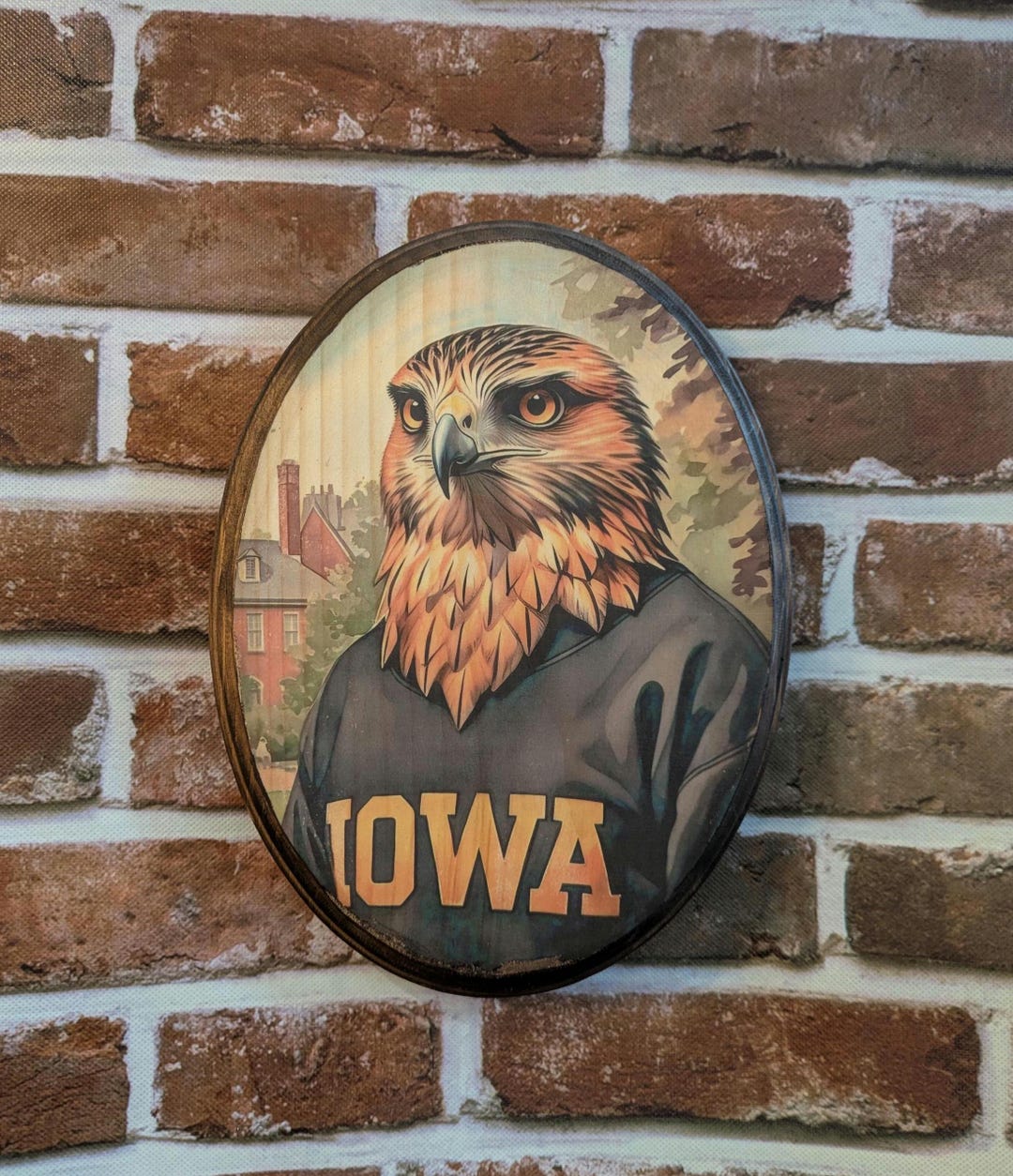 Student Hawk Portrait Wooden Wall Art - Handmade Wood Plaque Sign ...