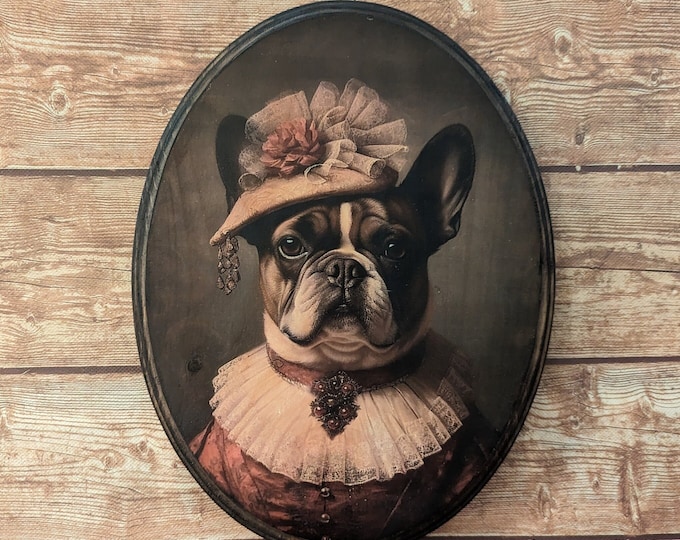 Miss Frenchie French Bulldog Dog Victorian Portrait Vintage Style ...
