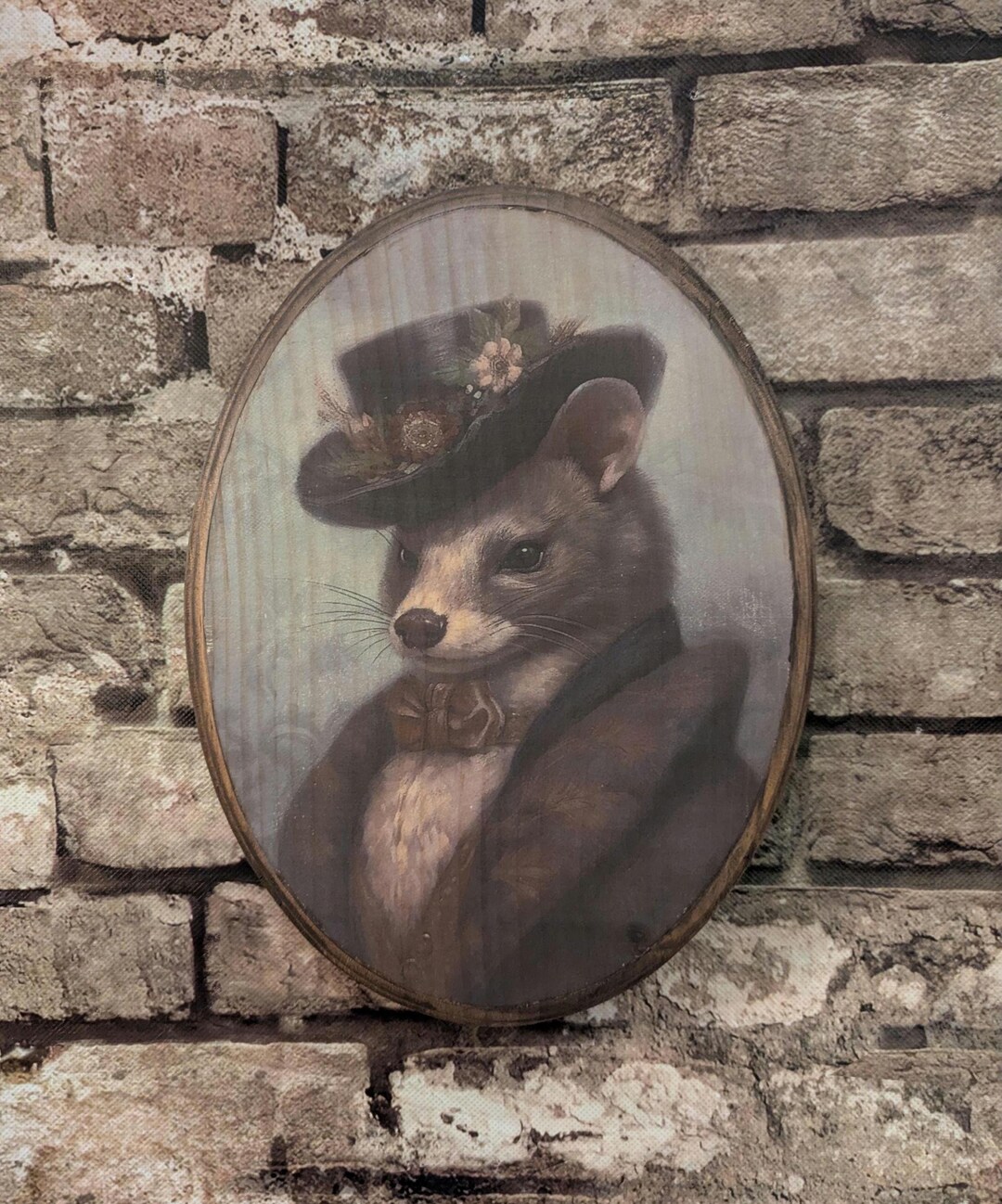Miss Mink Victorian Wall Art - Vintage Style Animal Wall Art - Wooden ...