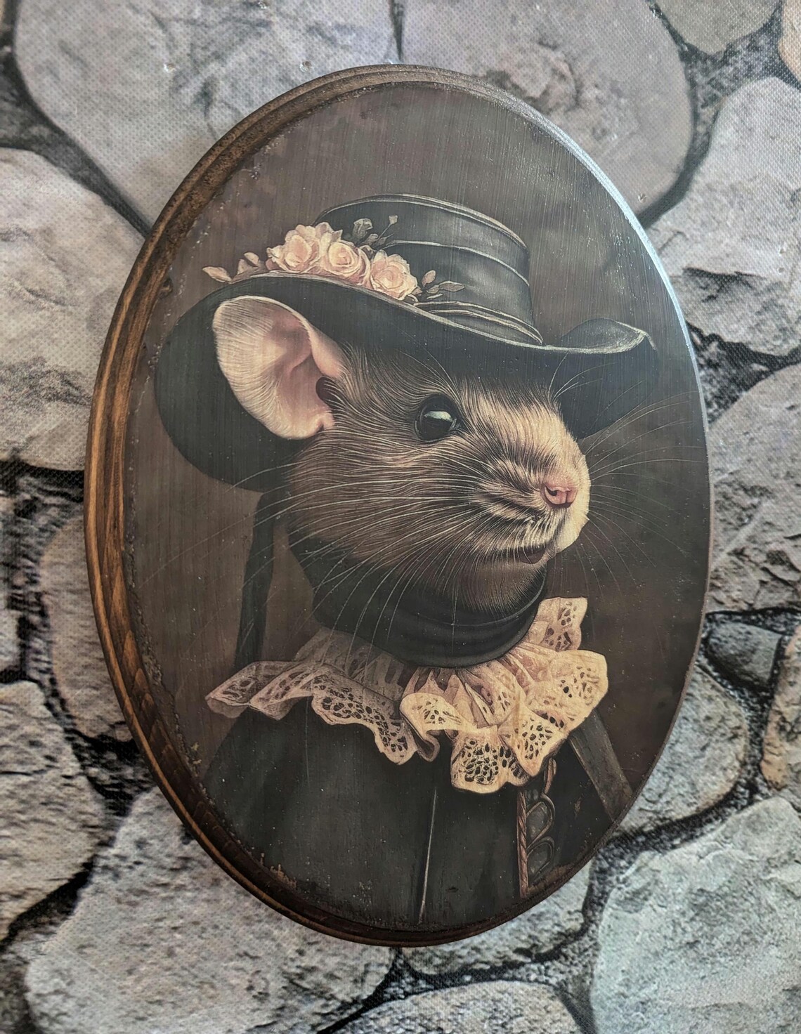 Miss Rat Victorian Wood Portrait - Vintage Style Animal Wall Art ...