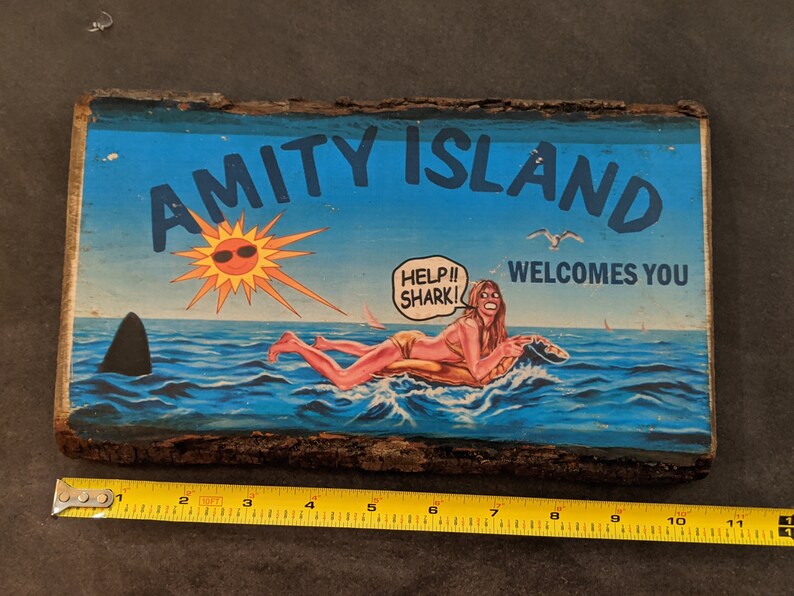 Bark Edged Amity Island Jaws Wooden Wall Plaque Sign Jaws - Etsy