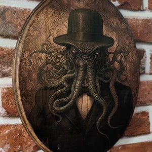 Cthulhu Victorian Portrait With Hat - Vintage Style Animal Wall Art ...