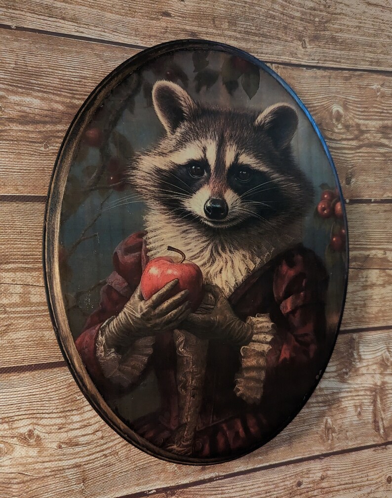 Miss Raccoon With Apple Victorian Portrait - Vintage Style Animal Wall ...