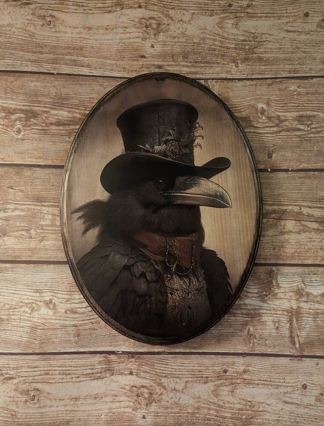Mr Crow Victorian Portrait - Vintage Style Animal Wall Art - Wooden ...