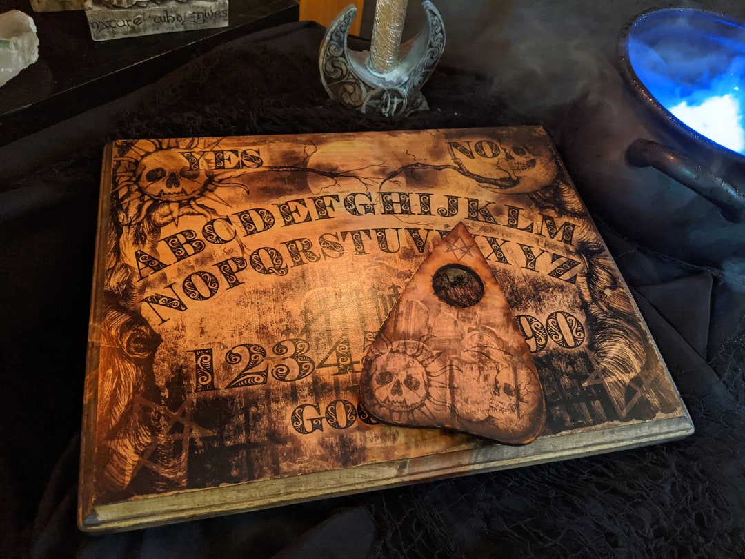 Full Size Wooden Spirit Board With Planchette - Wood Plaque ...