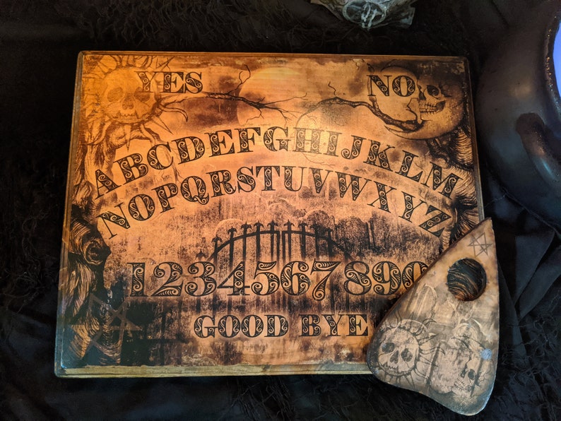 Full Size Wooden Spirit Board With Planchette - Wood Plaque ...