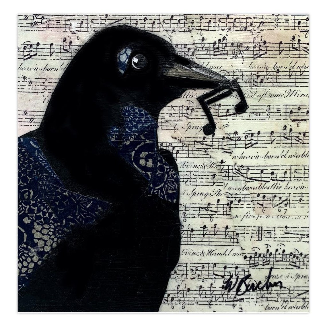 Set of 5 Blank Folded Cards With Envelopes, Musical Crow by Wendy ...