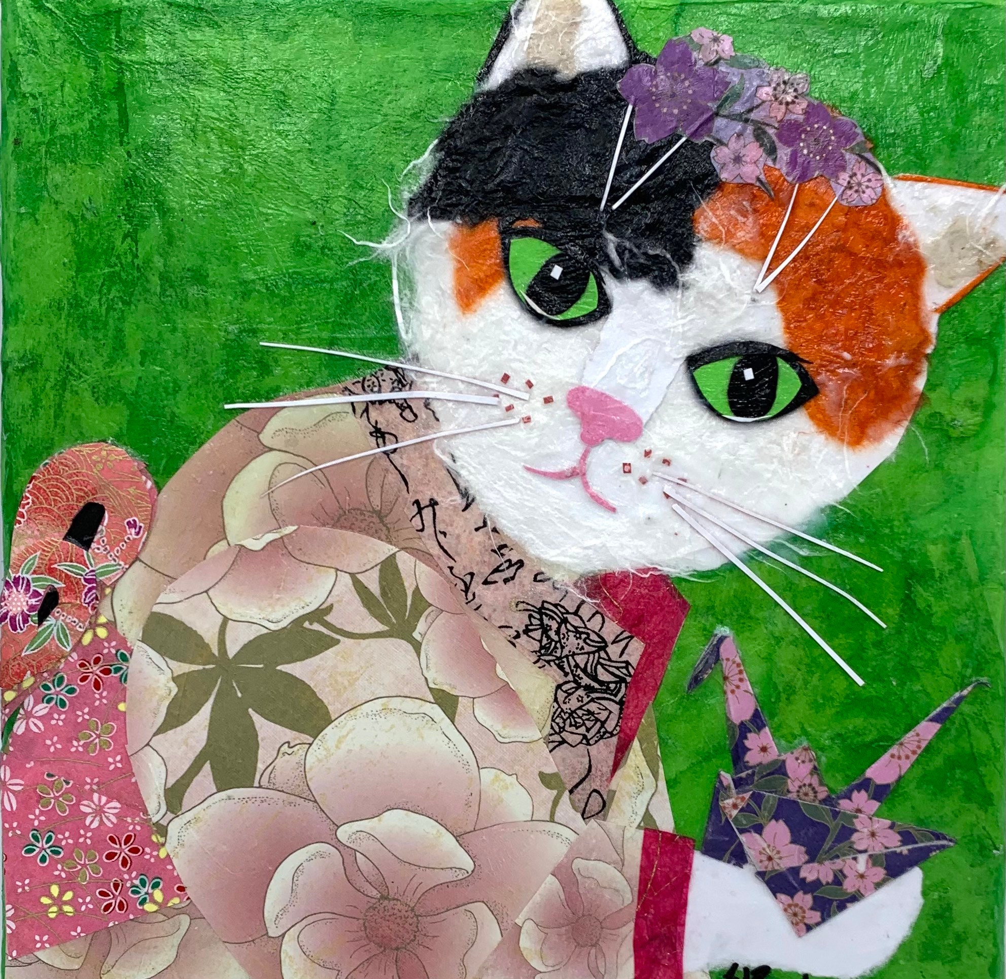 Paper Collage Art, Origami Girl, Original Collage by Wendy Boucher ...