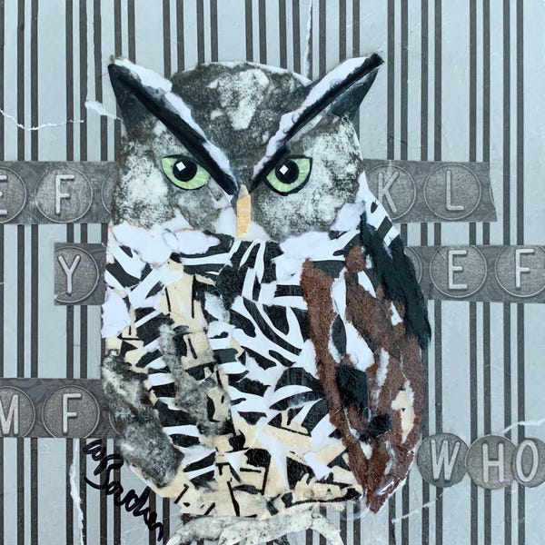 Paper Collage Art, Pudgy Ferret in a Horse Bandana by Wendy Boucher ...