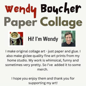 Paper Collage Art, the Chonk and the Parakeet, Original Collage by ...