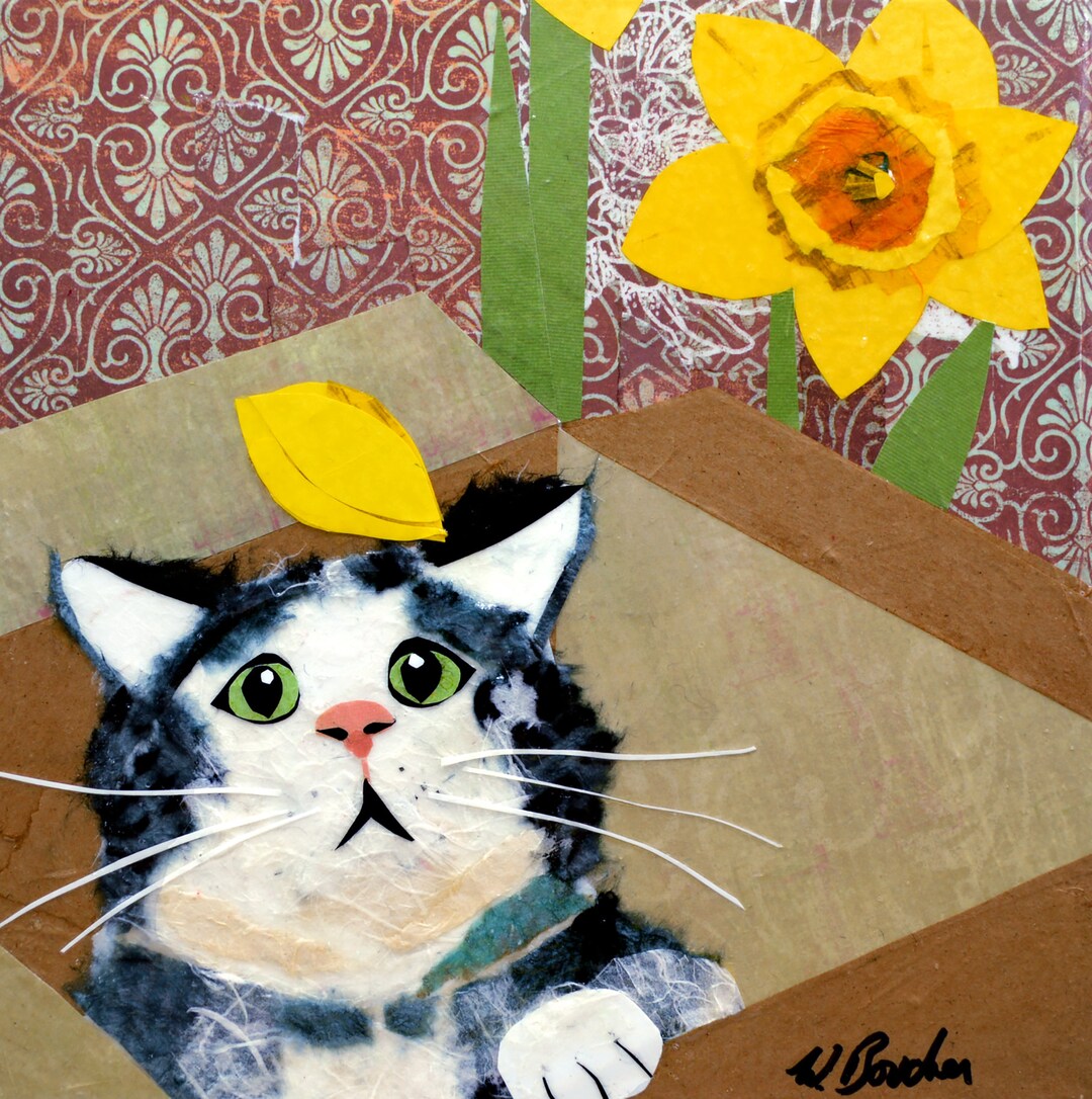 Wally Worries About the Flowers by Wendy Boucher, Mounted Wee Fine Art ...