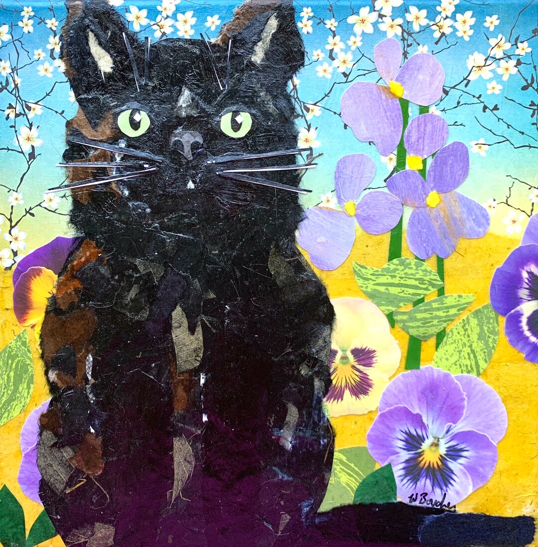 Paper Collage Art, Black Cats Matter by Wendy Boucher, 12x12 - Etsy