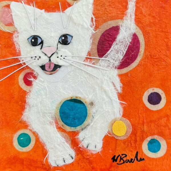 Paper Collage Art, Pudgy Ferret in a Horse Bandana by Wendy Boucher ...