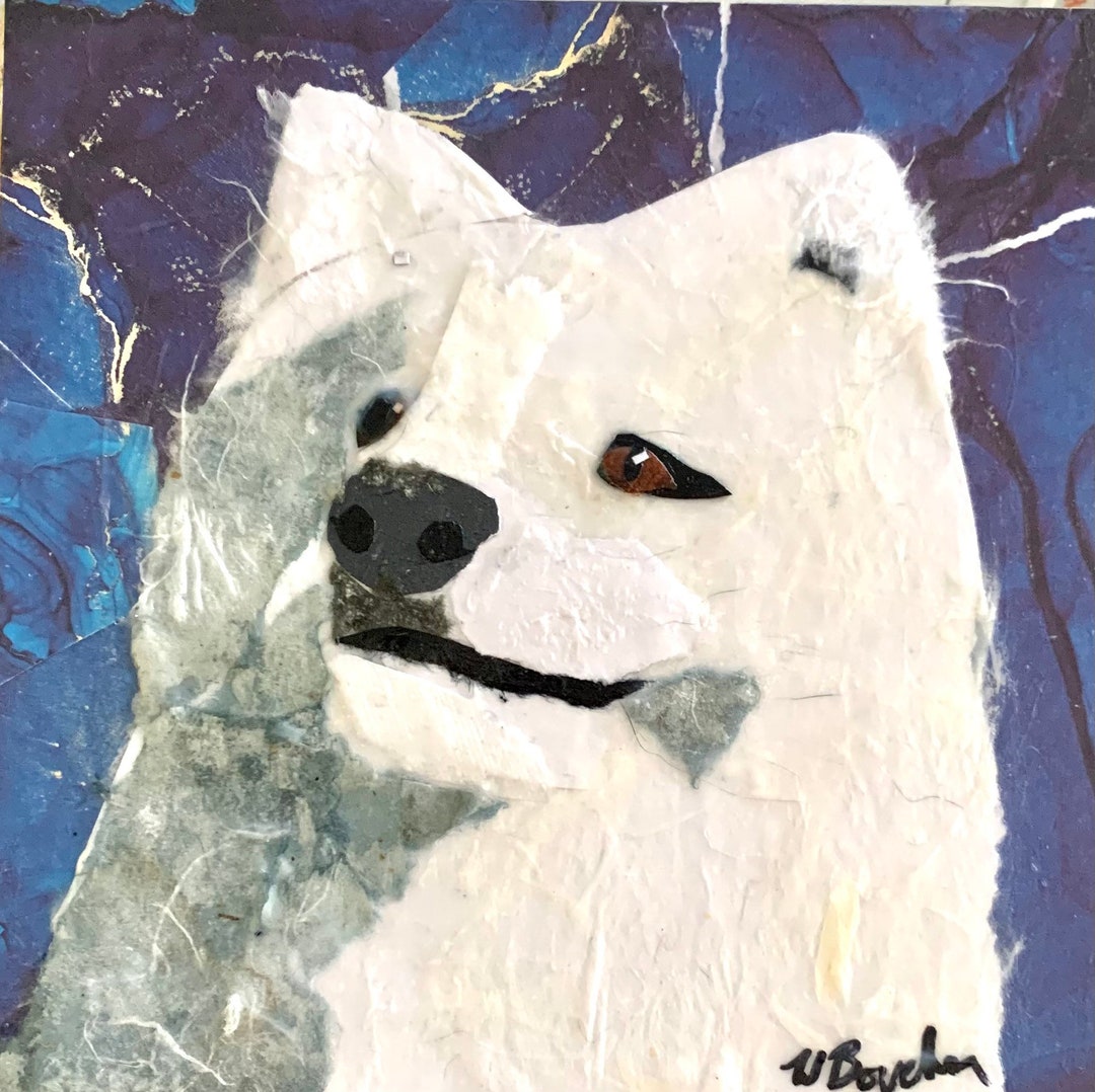Paper Collage Art, S is for Samoyed, Original Collage by Wendy Boucher ...