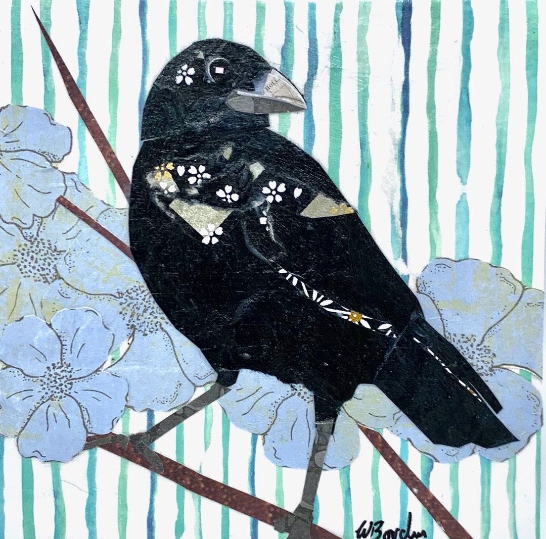 Unframed Fine Art Print, Crow With Stripes, by Wendy Boucher, 10x10 - Etsy