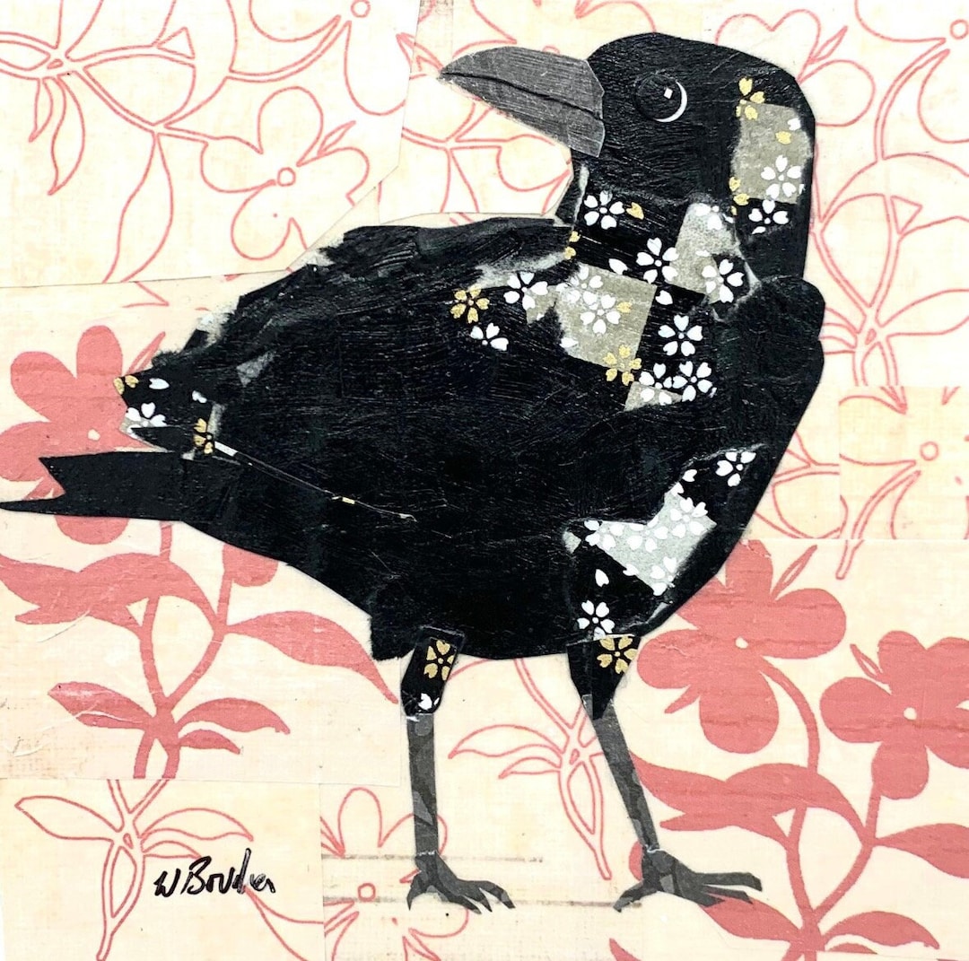 July Crow by Wendy Boucher, Mounted Wee Fine Art Print (not a Cheap Poster) 6x6”, Ready to Hang ...