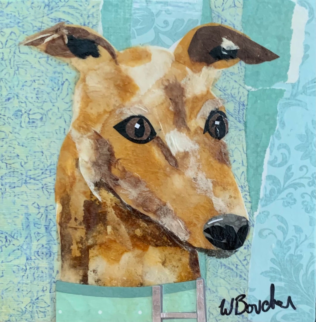 Paper Collage Art, Iggy, 6x6” Original Collage by Wendy Boucher ...