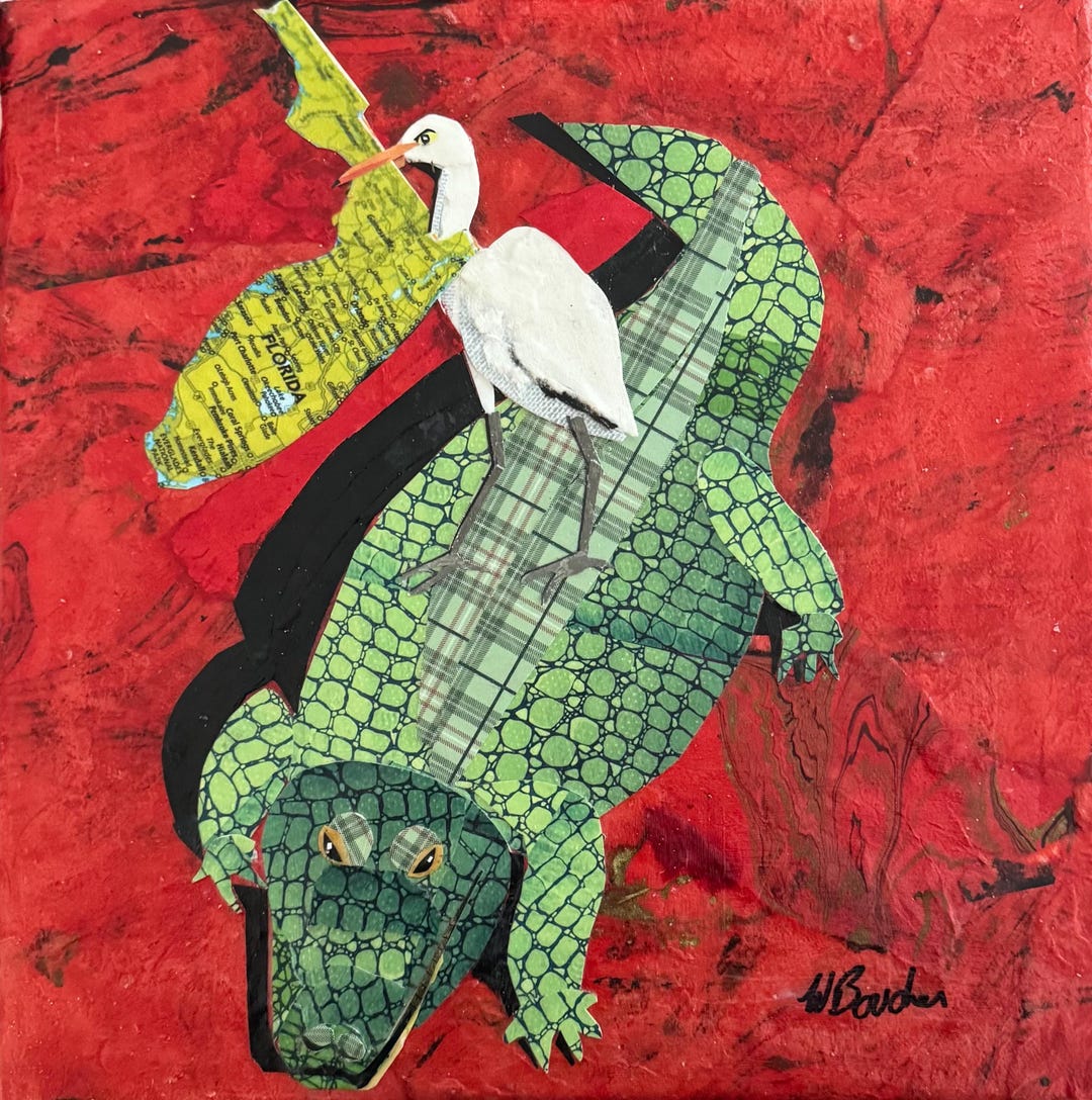 Paper Collage Art, Florida Road Trip, Original Collage by Wendy Boucher ...