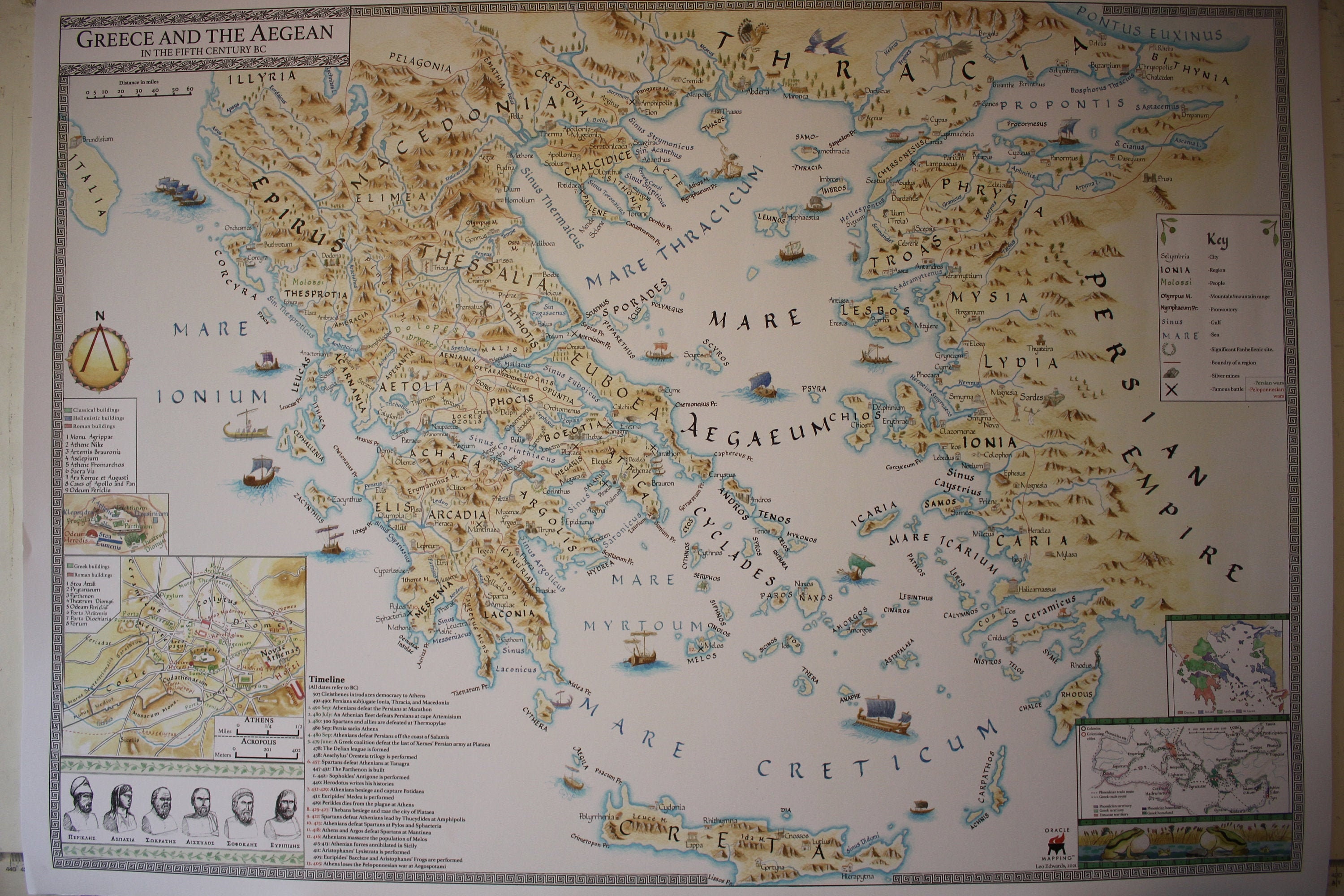 Map of Ancient Greece, 5th Century BC - Etsy