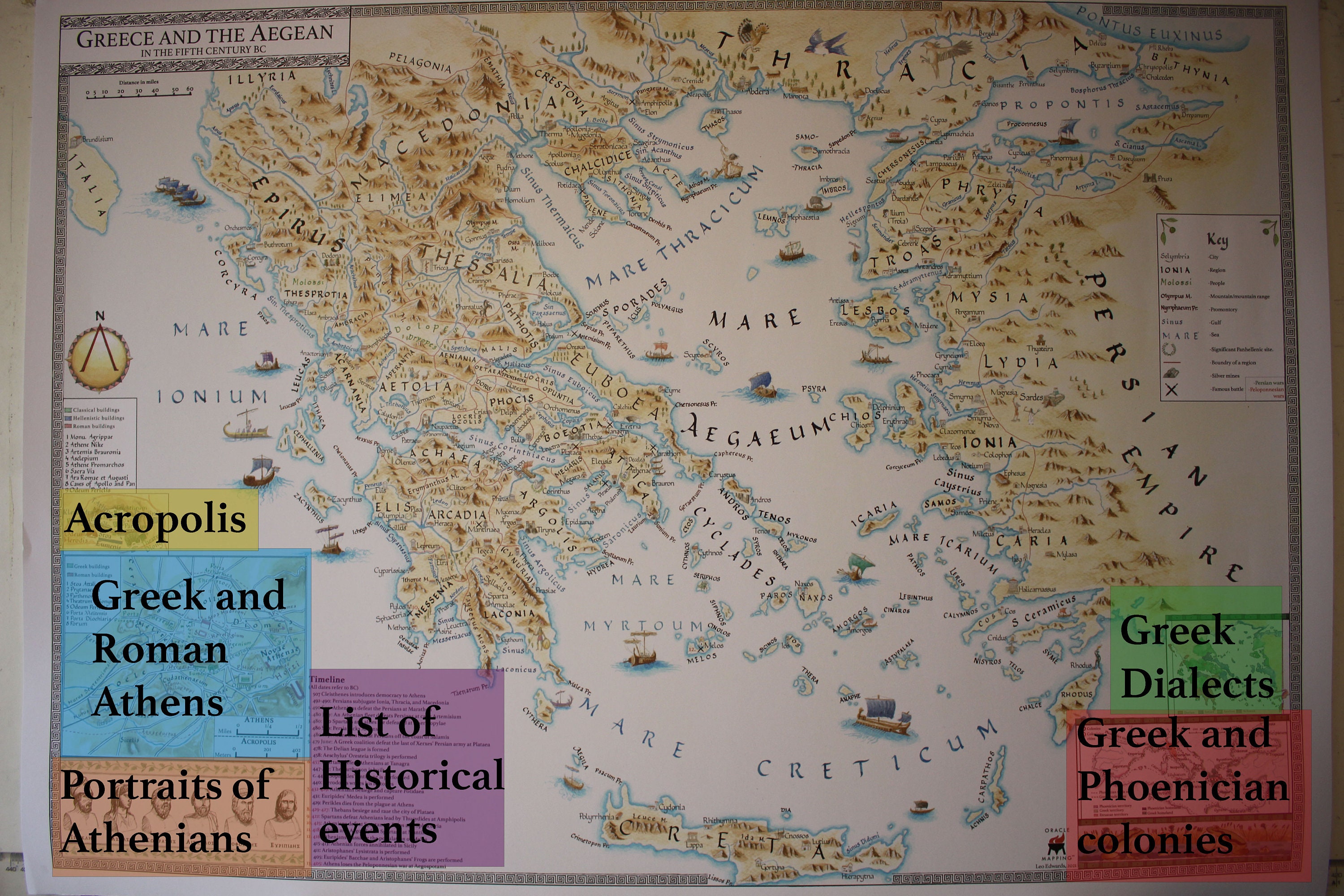 Map of Ancient Greece 5th Century BC | Etsy