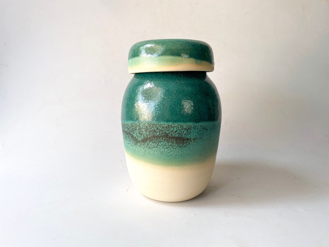 Handcrafted Ceramic Cremation Urn: Turquoise Blue Glaze, Stoneware Clay ...