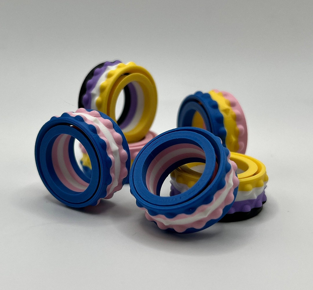 LGBTQ Spinner Keychains and Fidget Therapy Rings 3D Printed in Flag ...