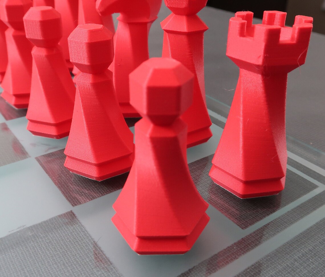 Twisted Hexagon Chess Pieces - High Resolution Custom 3D Printed ...