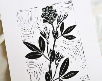 Flower linocut | Etsy