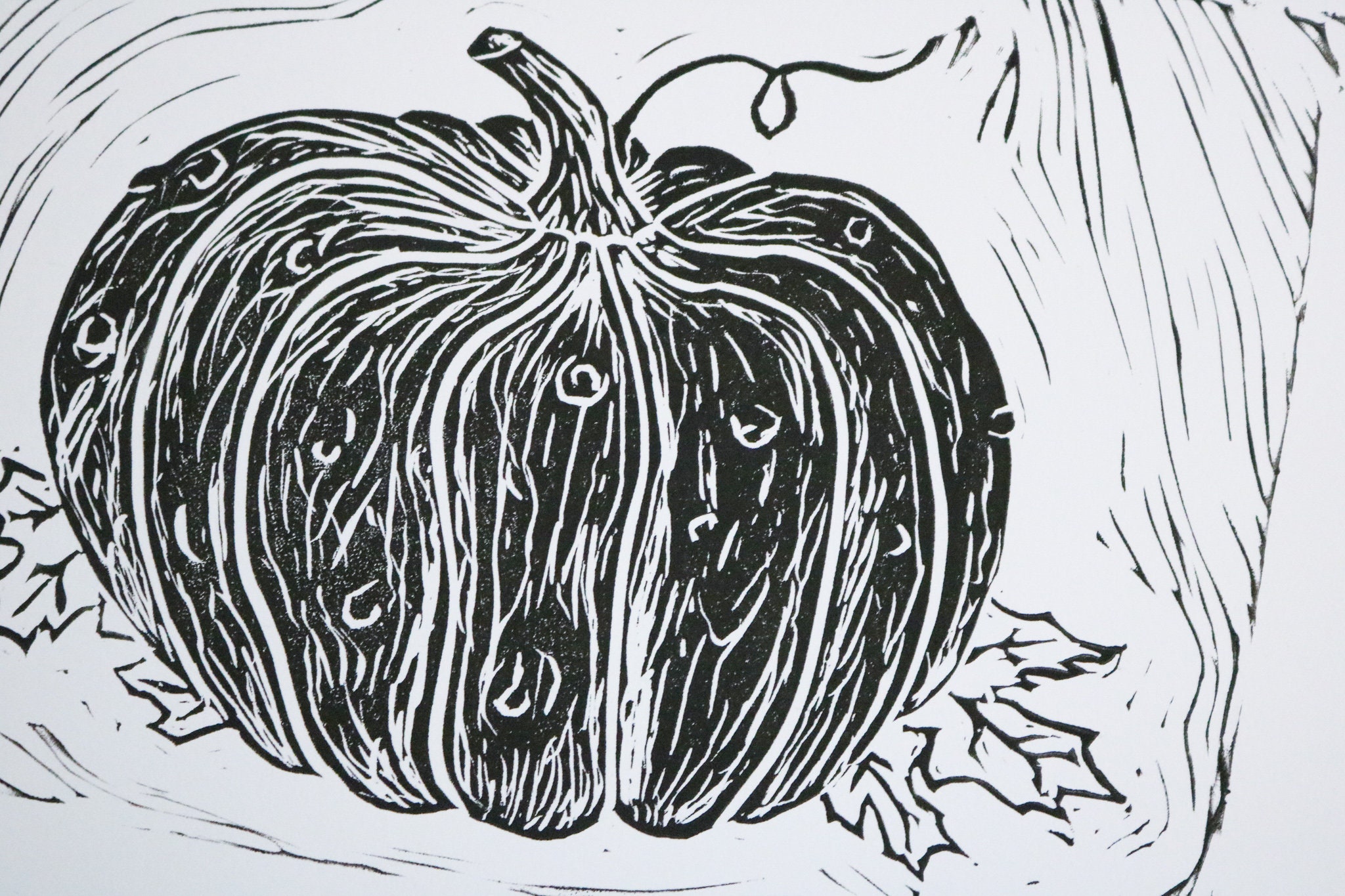 Handmade Pumpkin Linocut Print, Fall Decor (8x10) - Etsy