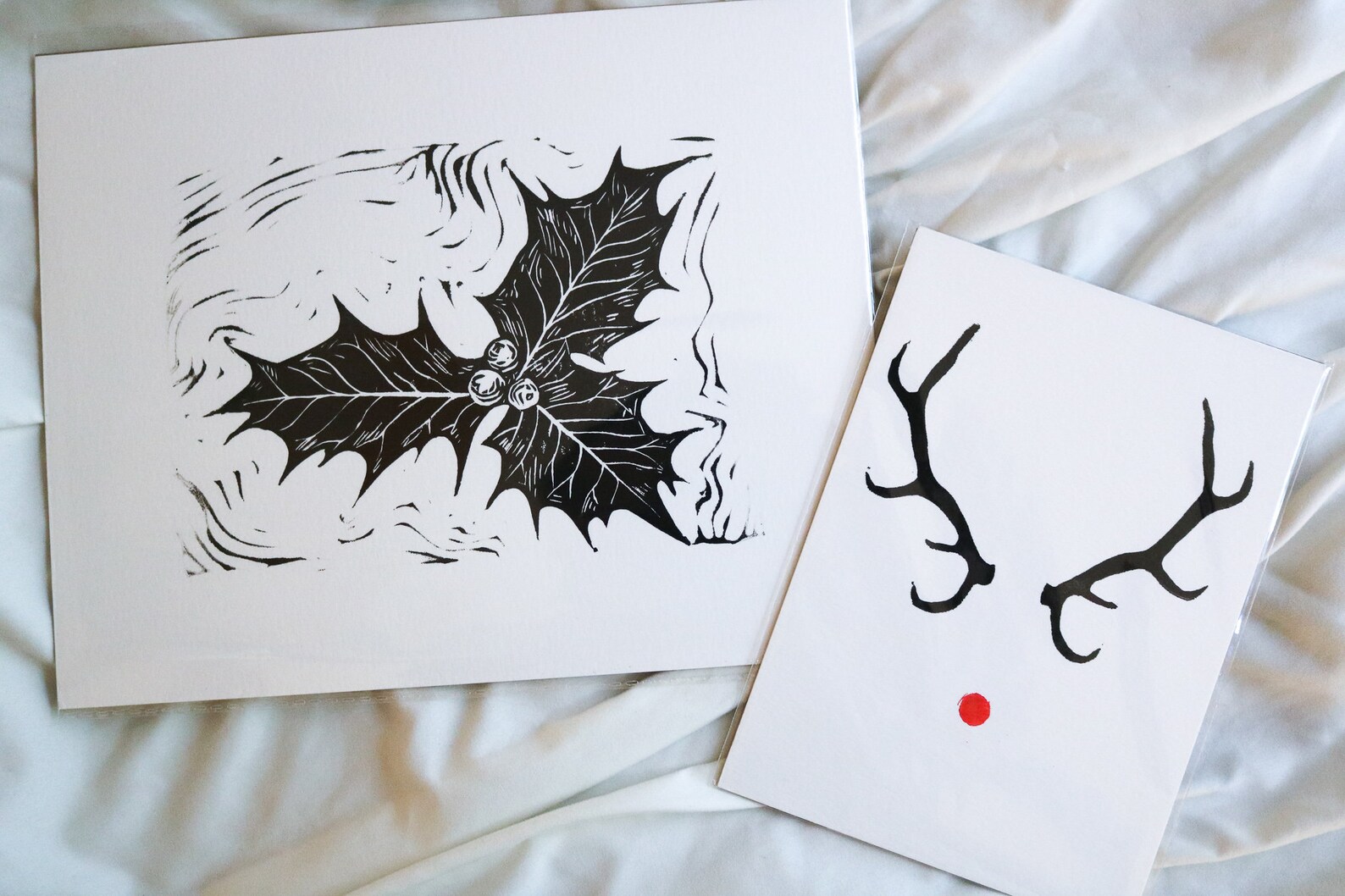 Holly Print, Linocut Print, Block Print, Handmade Print, 8x10 Print - Etsy