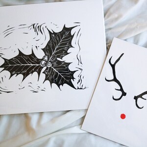 Holly Print, Linocut Print, Block Print, Handmade Print, 8x10 Print - Etsy