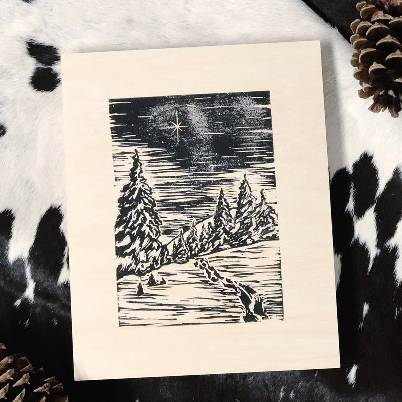 Linocut Christmas - Etsy