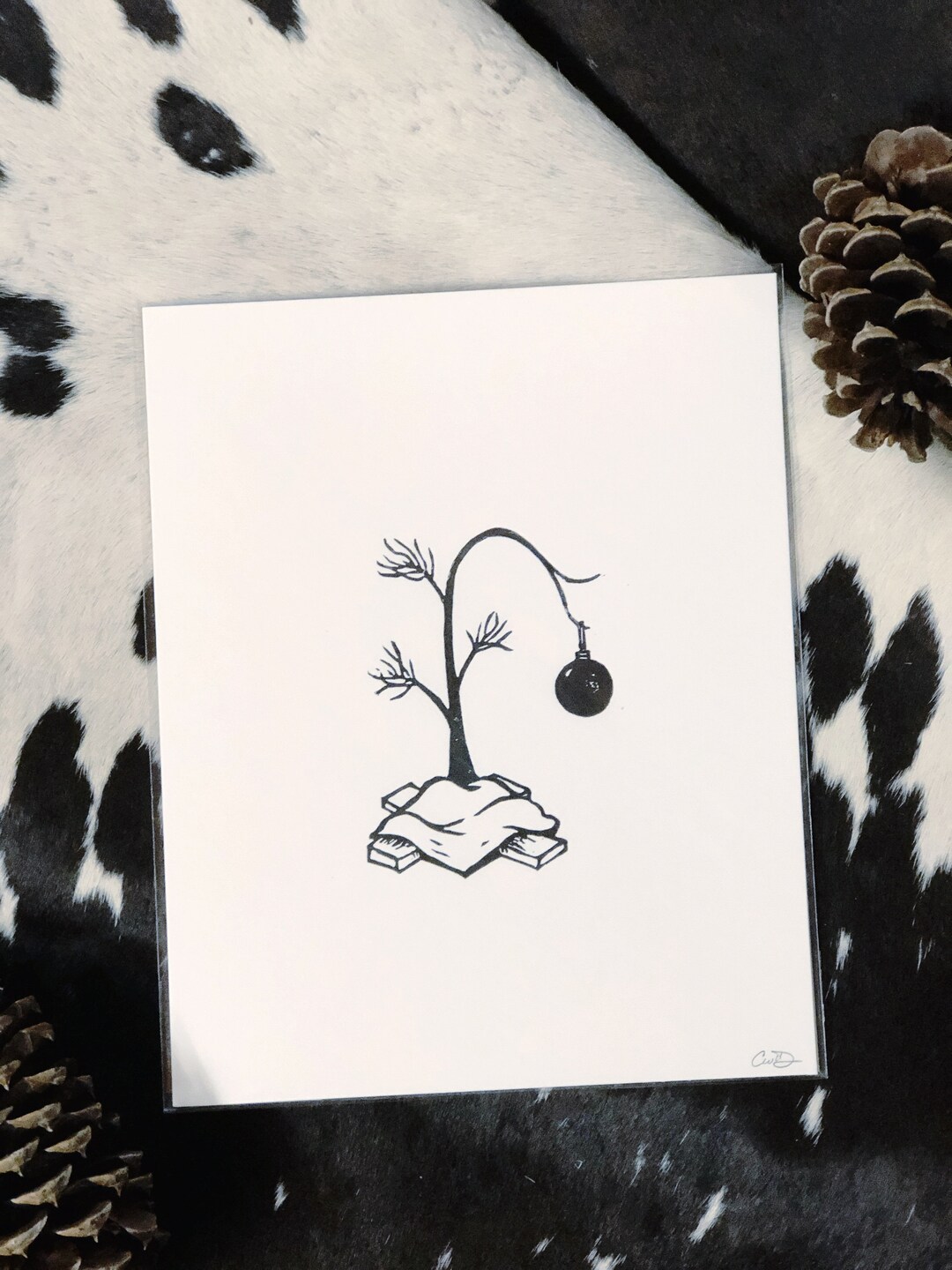 Charlie Brown Tree Print, Linocut Print, Handmade Print, 8x10 Print - Etsy