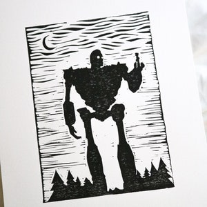 Iron Giant Fan Print, Linocut Print, Handmade Print, Art Print, 8x10 ...