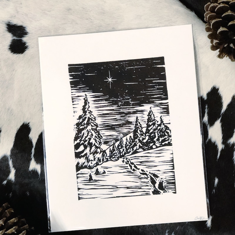 Linocut Christmas - Etsy