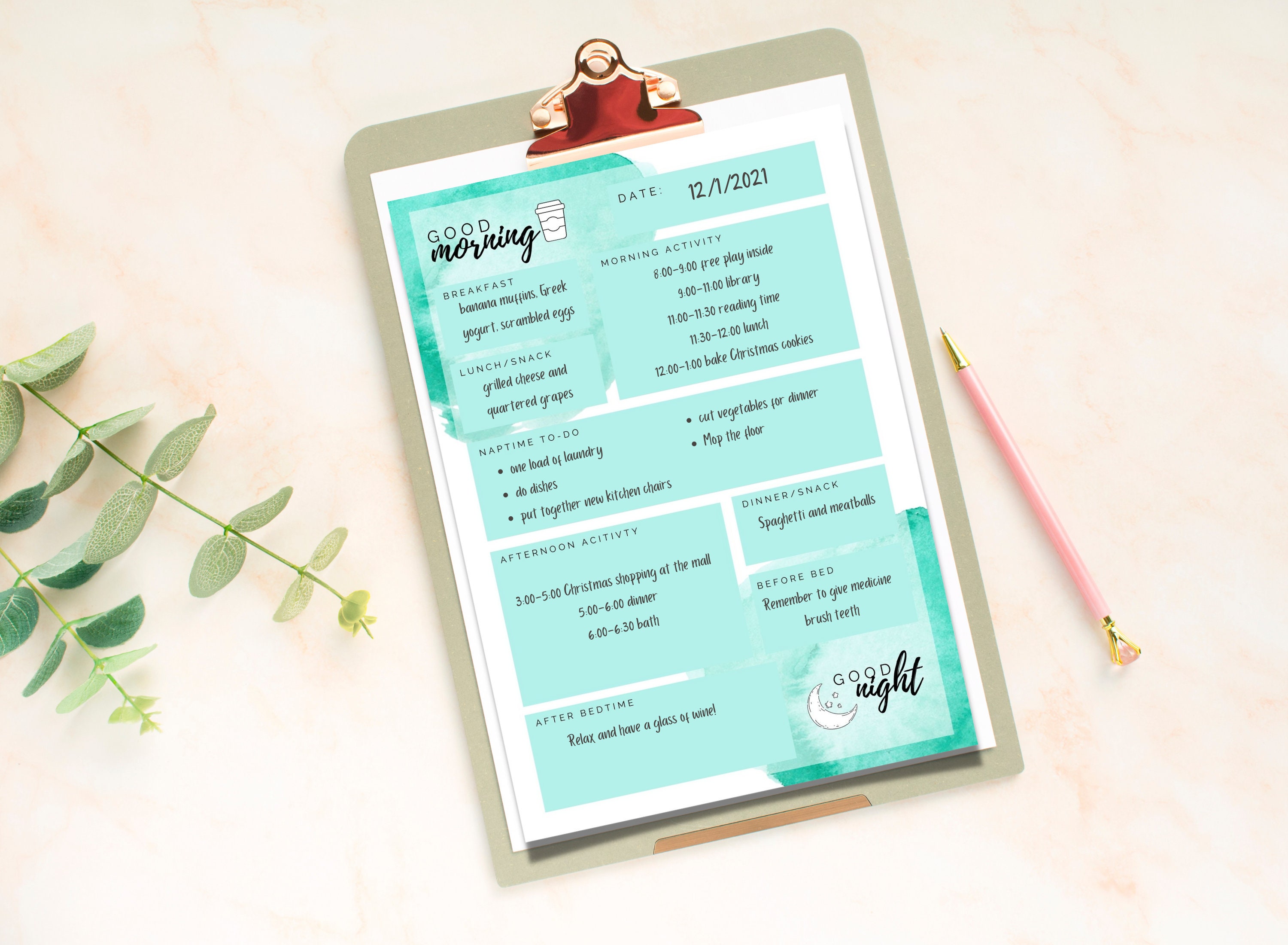 Toddler Schedule Daily Planner - Toddler Mom Planner - Planner Schedule ...
