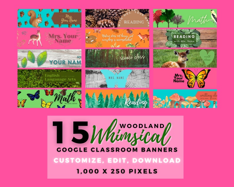 Woodland Whimsical Google Classroom Banner Bundle - Etsy
