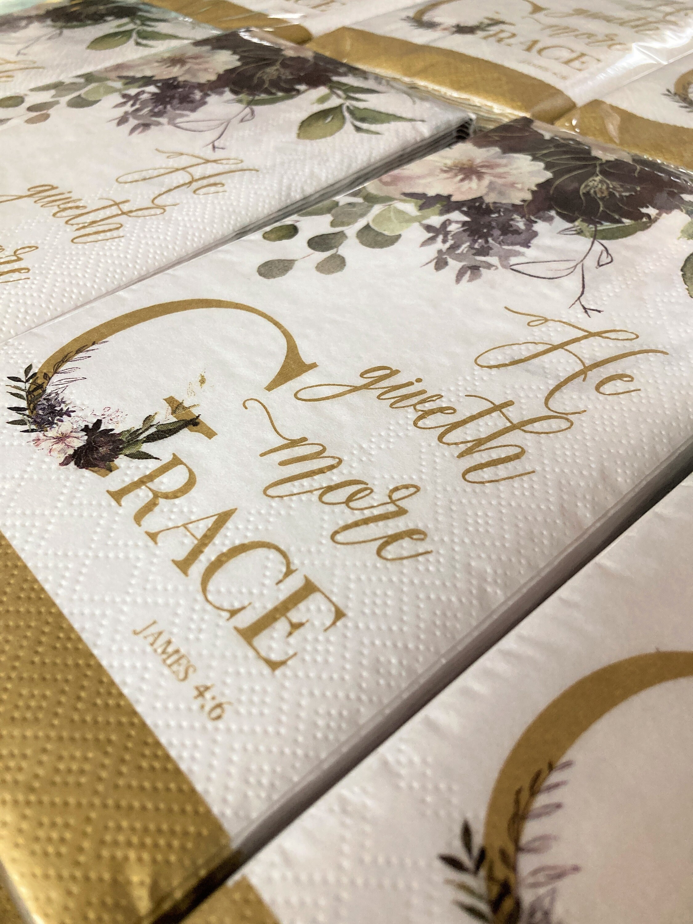 Golden Floral Scripture Paper Napkin Floral Rectangle - Etsy