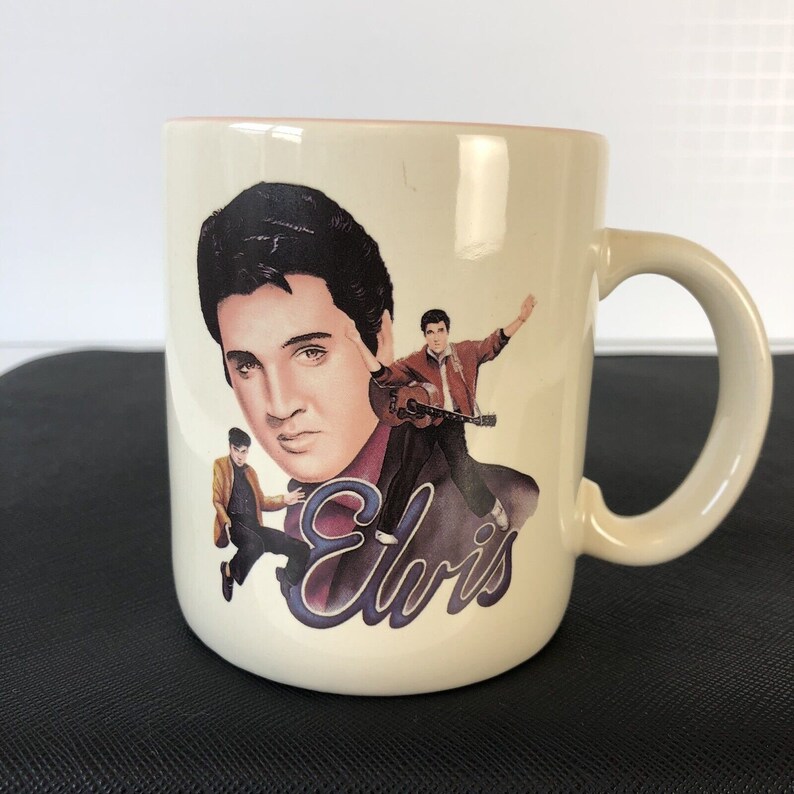Vintage Elvis Presley Coffee Mug Cup Cream Pink Interior - Etsy