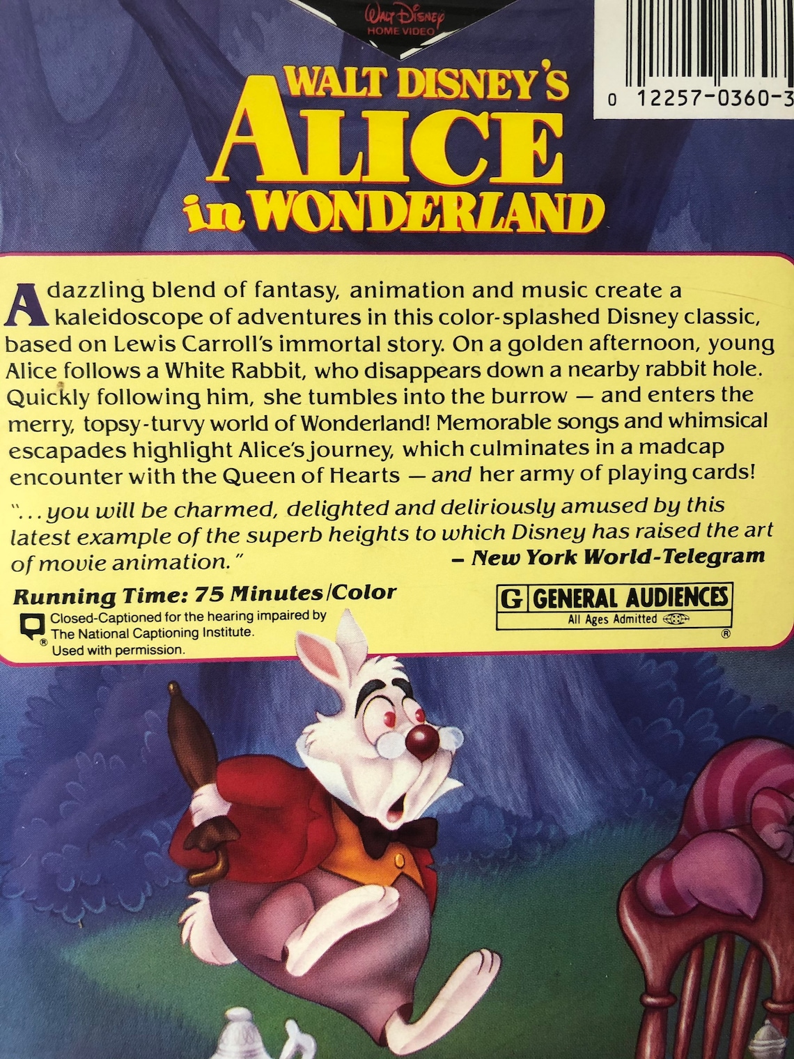 Alice in Wonderland VHS 1988 Black Diamond Edition Clamshell - Etsy