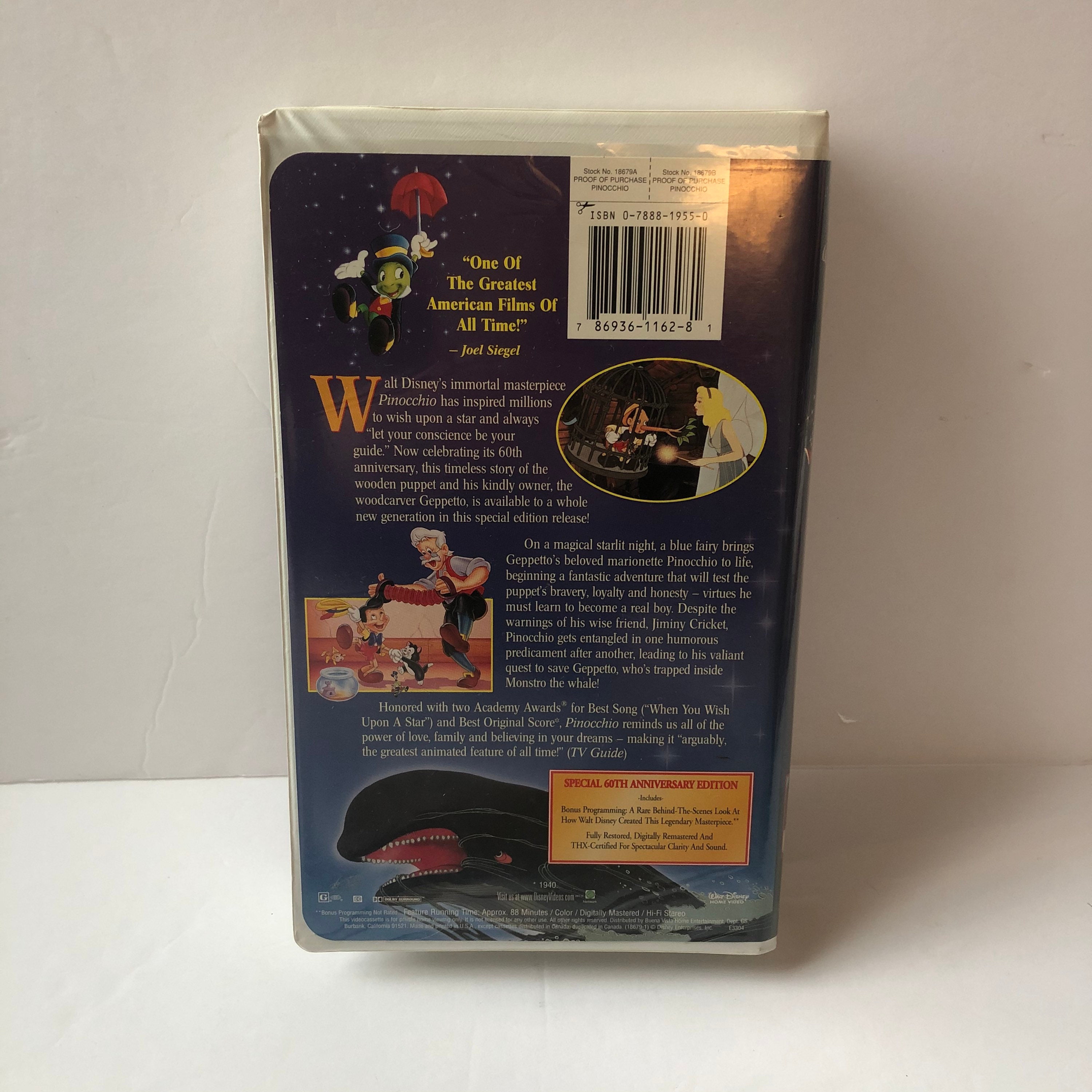 Walt Disney’s Pinocchio (VHS, 1999) Special 60th Anniversary Edition ...