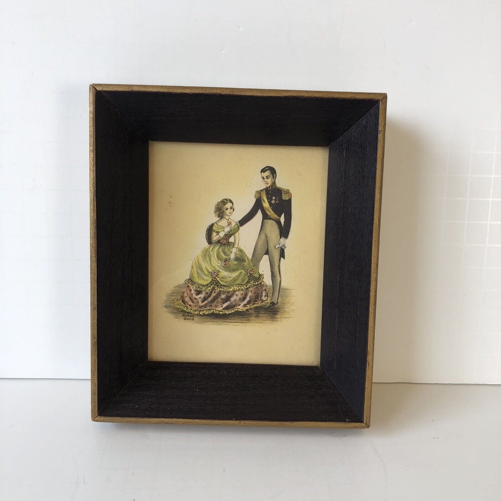 Vintage Stan David Wood Framed Print Dancing Couples 4”x5” Victorian ...