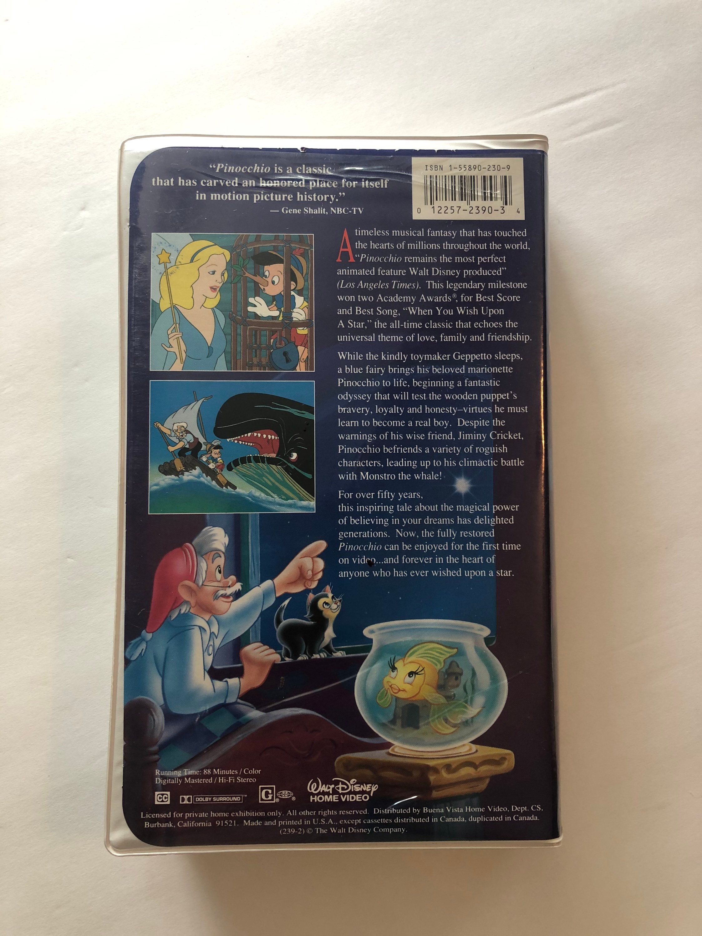 Walt Disney’s Pinocchio (VHS, 1993) Masterpiece Edition Vintage ...