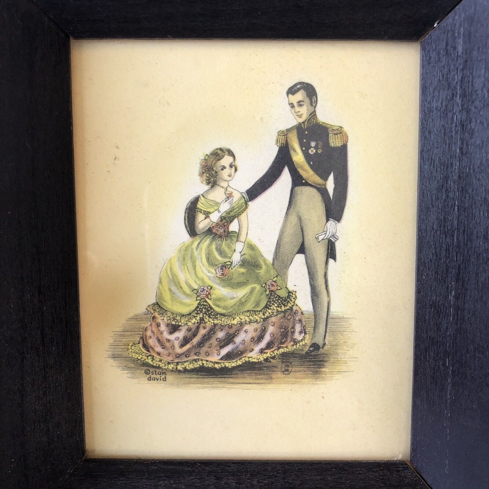 Vintage Stan David Wood Framed Print Dancing Couples 4”x5” Victorian ...