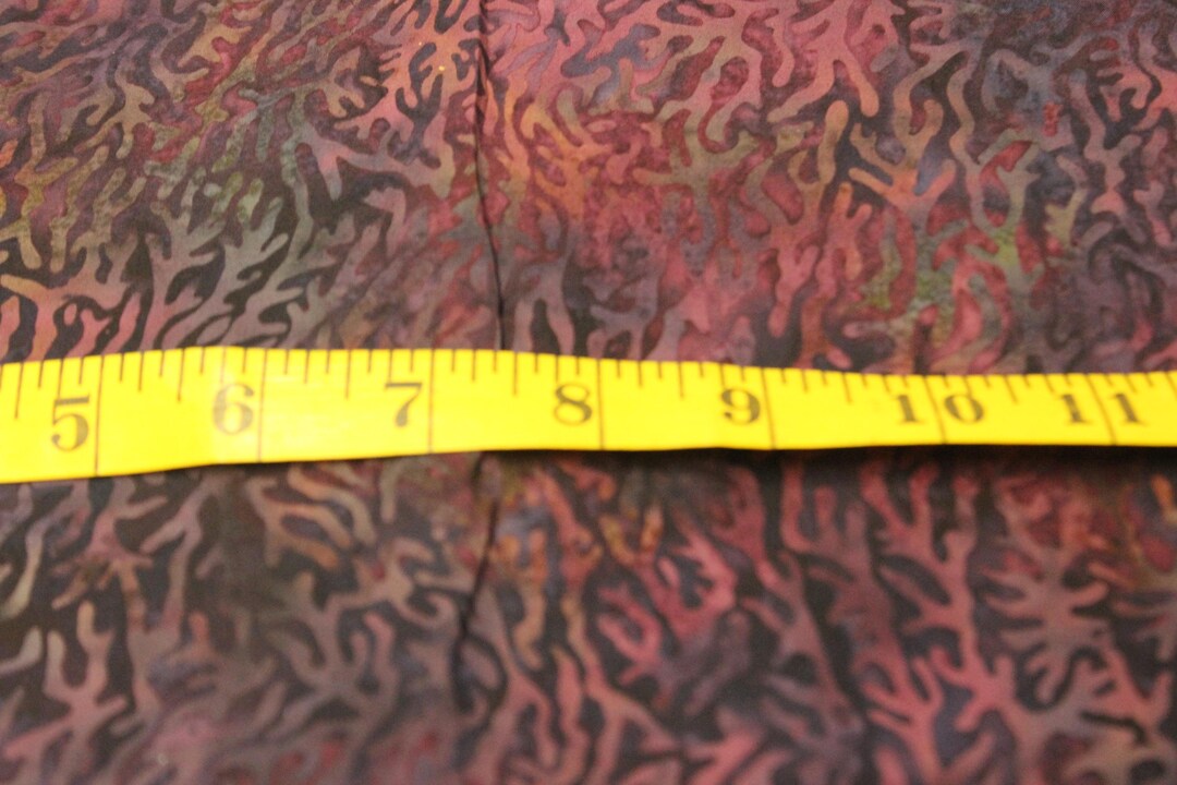 Burgundy Coral Reef Batik Fabric, 3 Yards Uncut Quilting Fabric Focus ...