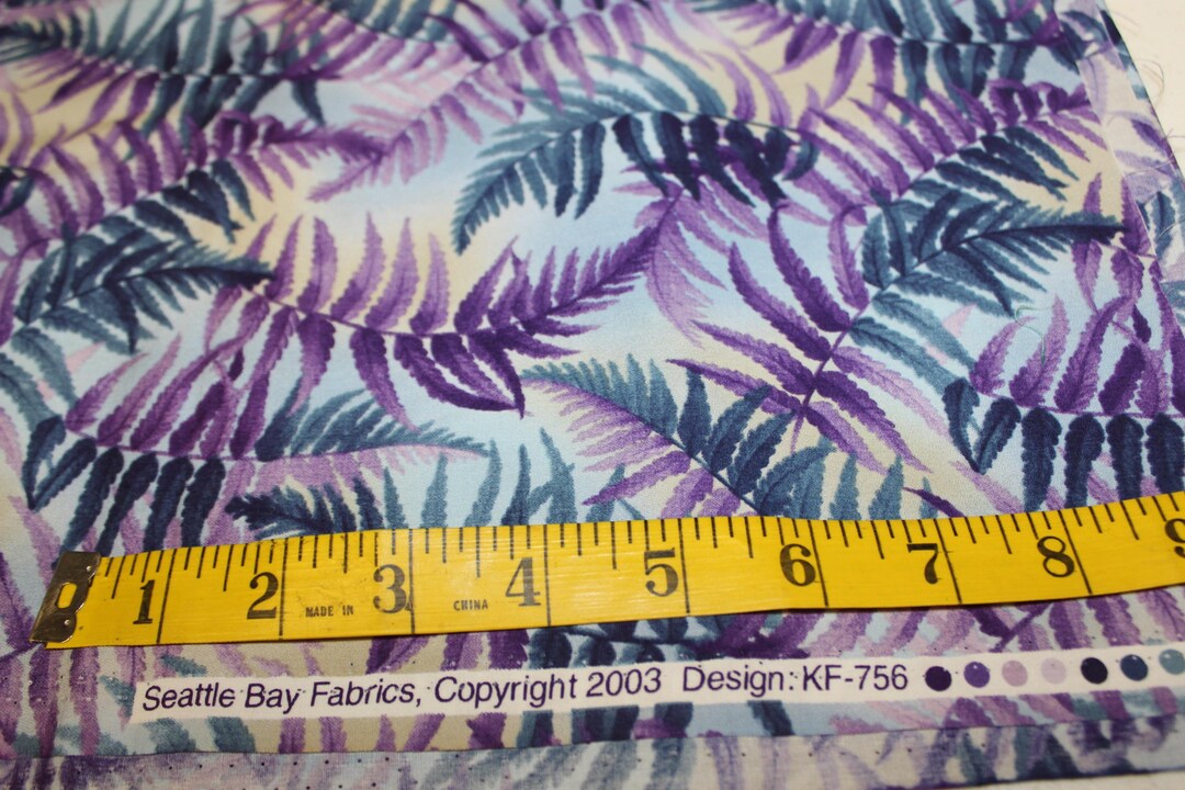 Seattle Bay Fabrics Design -KF-756. Ferns in Purple and Teal - Etsy