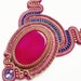 Pink Soutache Necklaceagate Necklaceswarovski Statement - Etsy