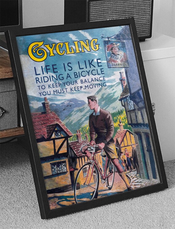 Vintage cycling motivational poster instant digital download | Etsy