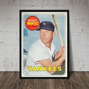 1969 MICKEY MANTLE Topps 500 Print Vintage Baseball Poster, Rare ...