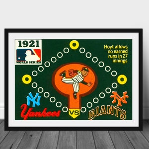 1921 NEW YORK YANKEES Print Vintage Baseball Poster, Retro Baseball ...